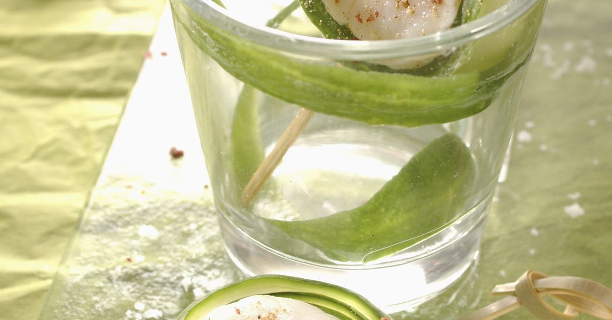 Sushis de concombre aux Saint-Jacques : recette de Sushis de concombre ...