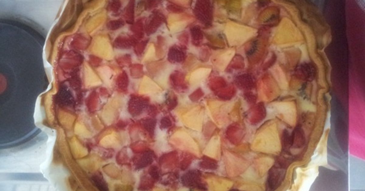 Tarte multi-fruits (pomme, fraises, poire, kiwi) : recette de Tarte ...