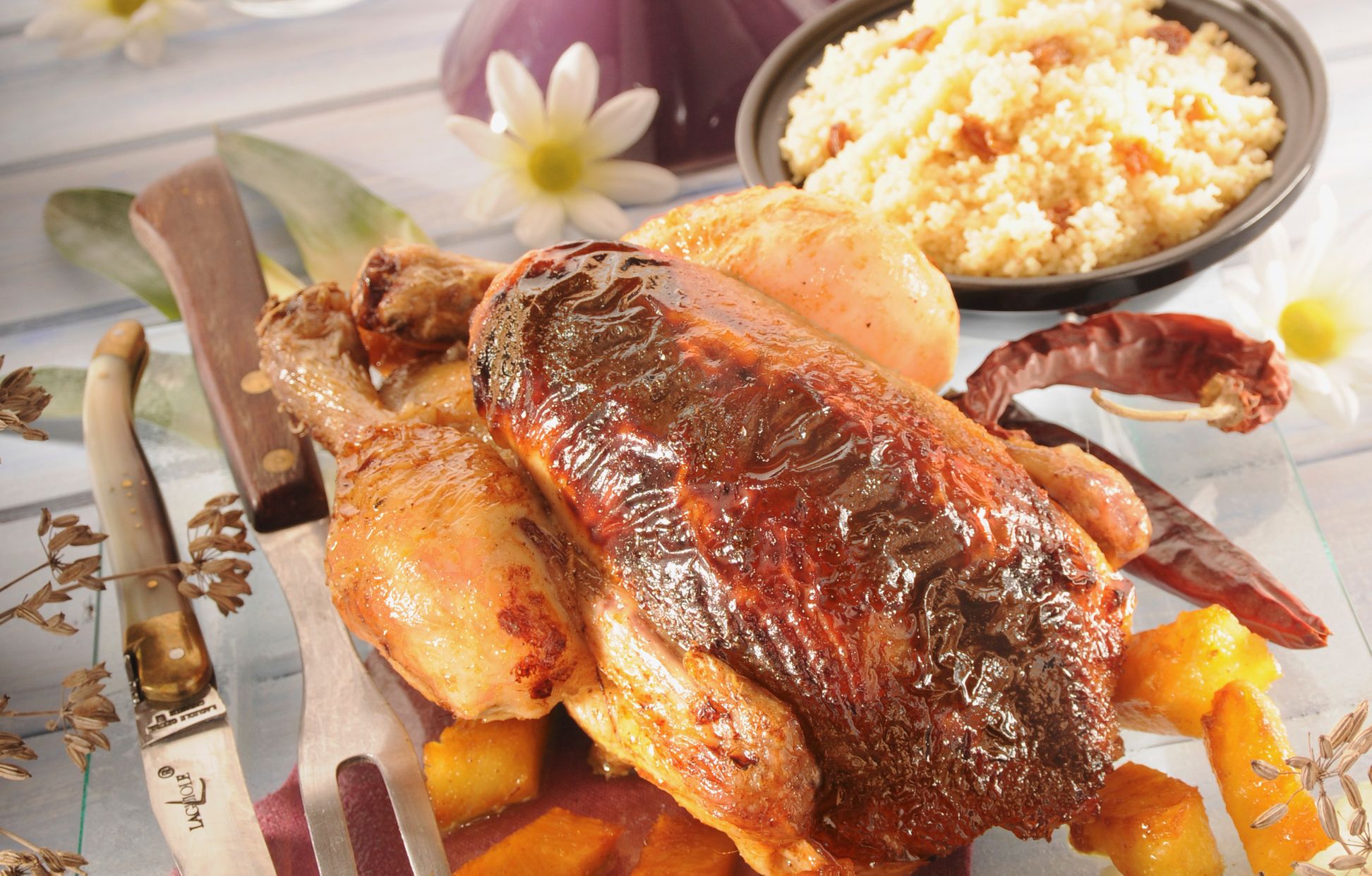 Poulet rôti au miel, épices et ananas : Recette de Poulet rôti au miel ...