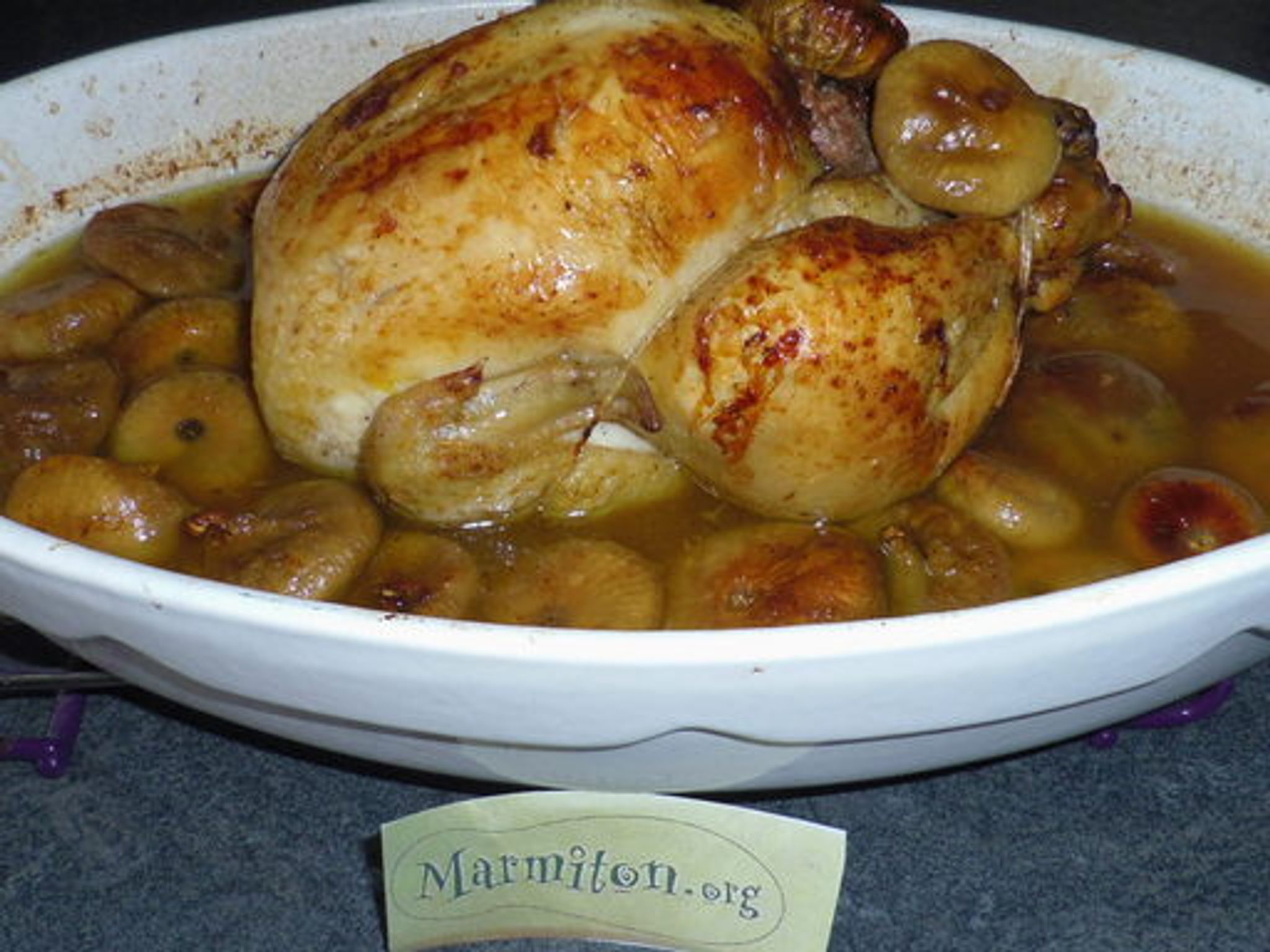 Poulet au cidre farci au figues : Recette de Poulet au cidre farci au ...