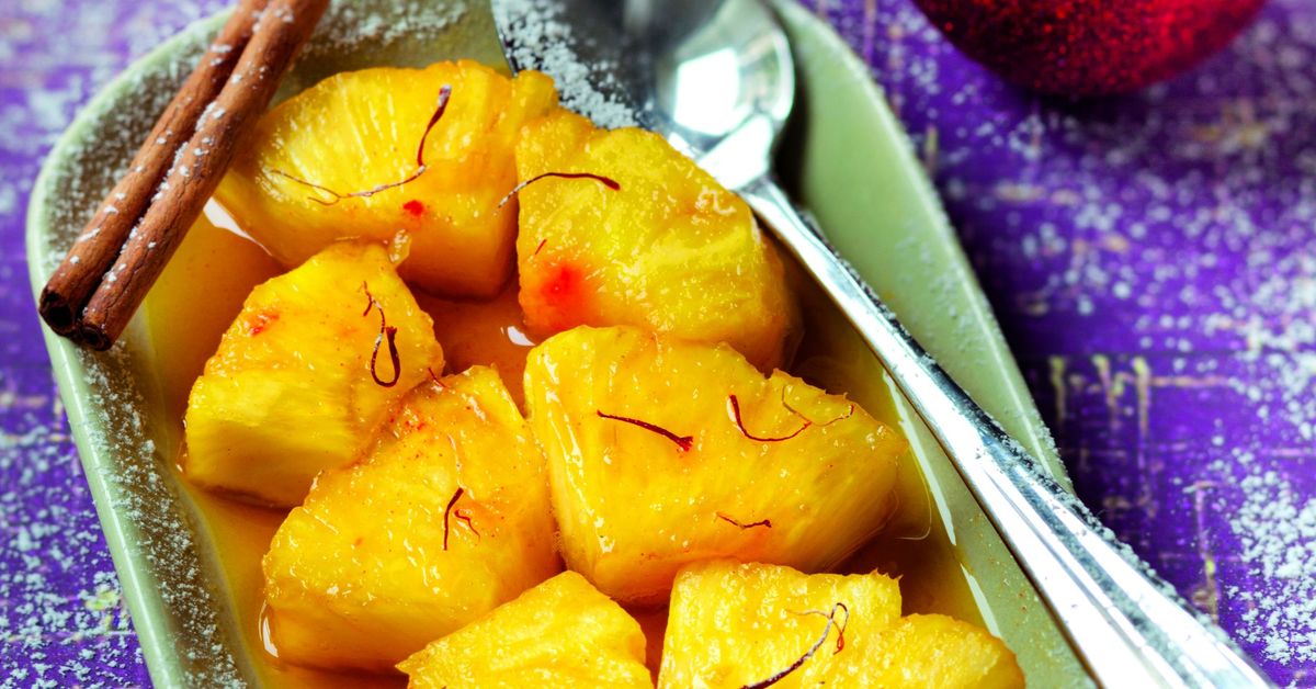 Ananas à la cannelle et au safran : recette de Ananas à la cannelle et ...