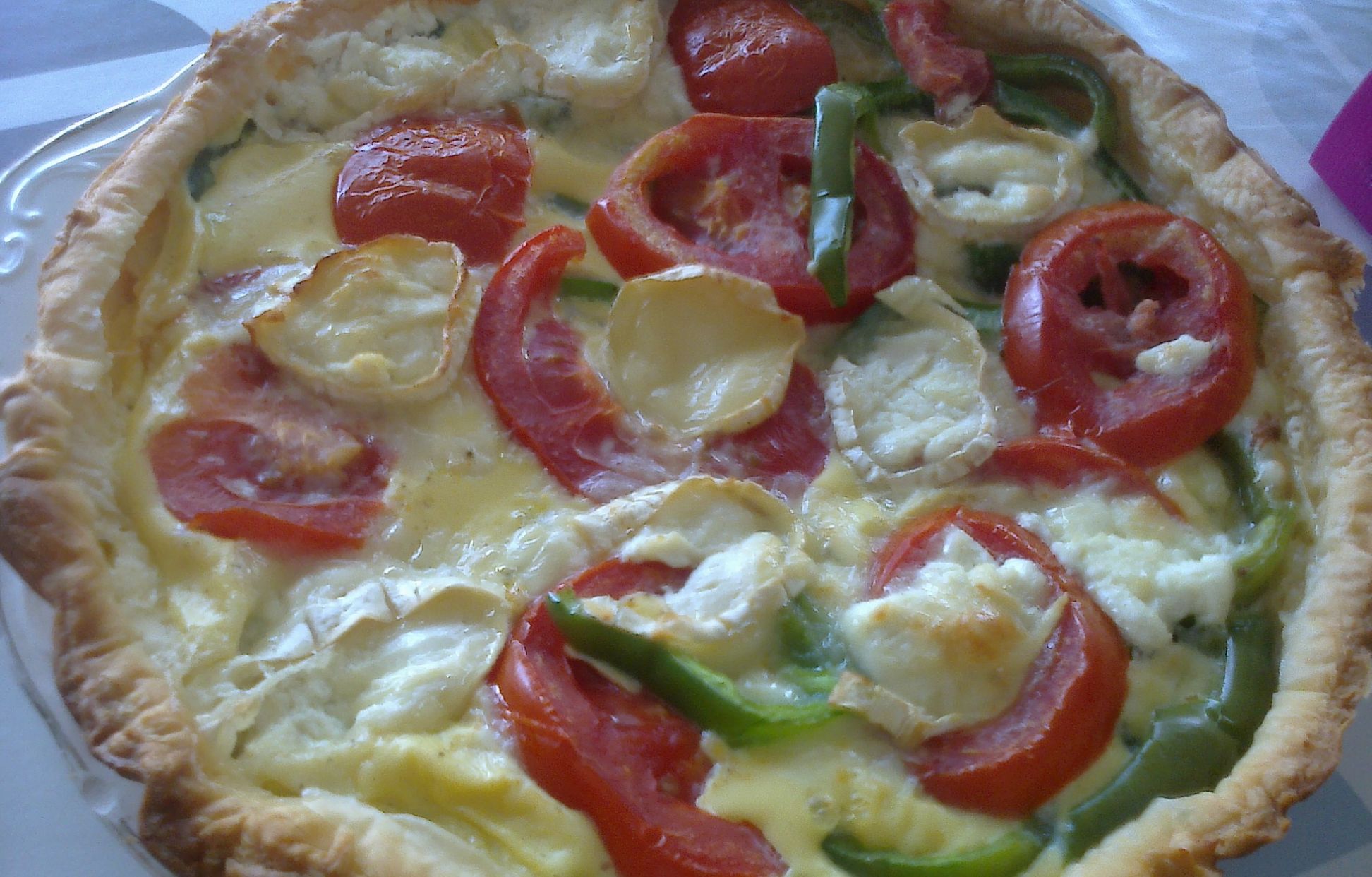 Tarte poivrons-chèvre-tomates : Recette de Tarte poivrons-chèvre ...