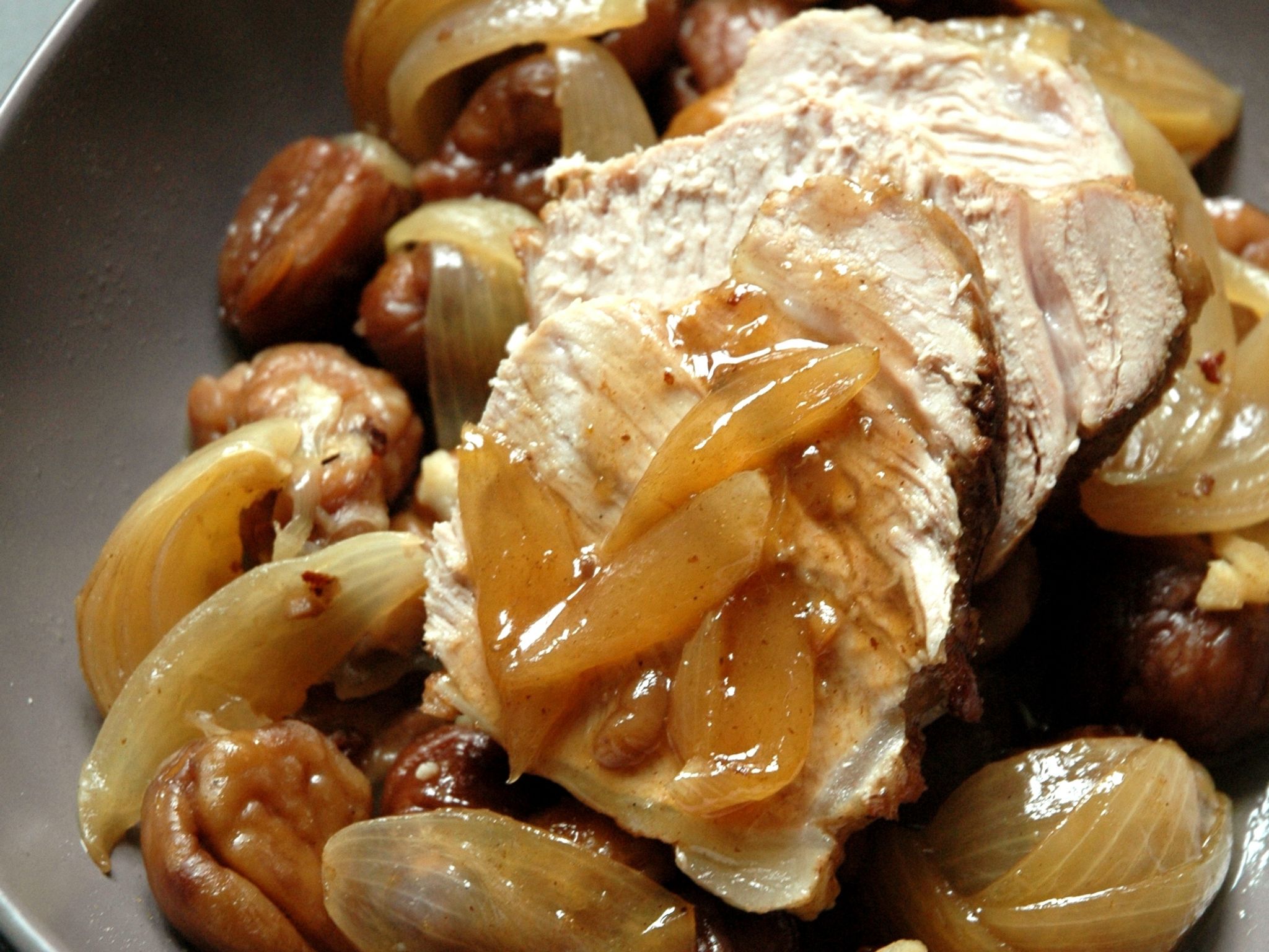 Rôti de veau aux marrons et échalotes : Recette de Rôti de veau aux ...