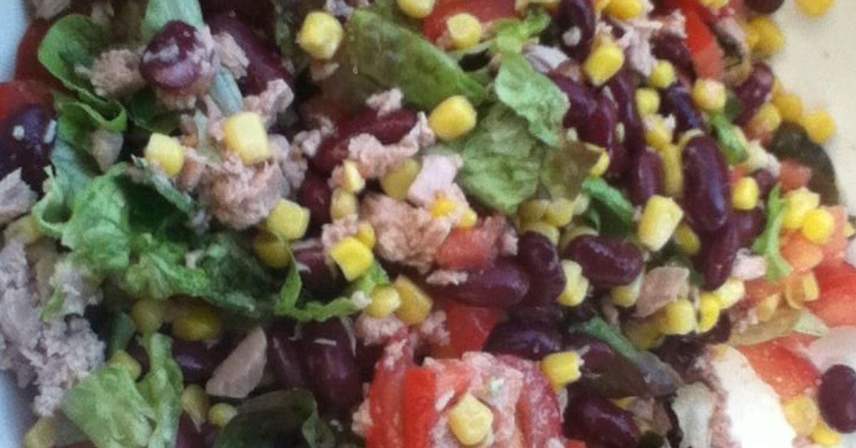 Salade aux haricots rouges, maïs et thon : recette de Salade aux ...