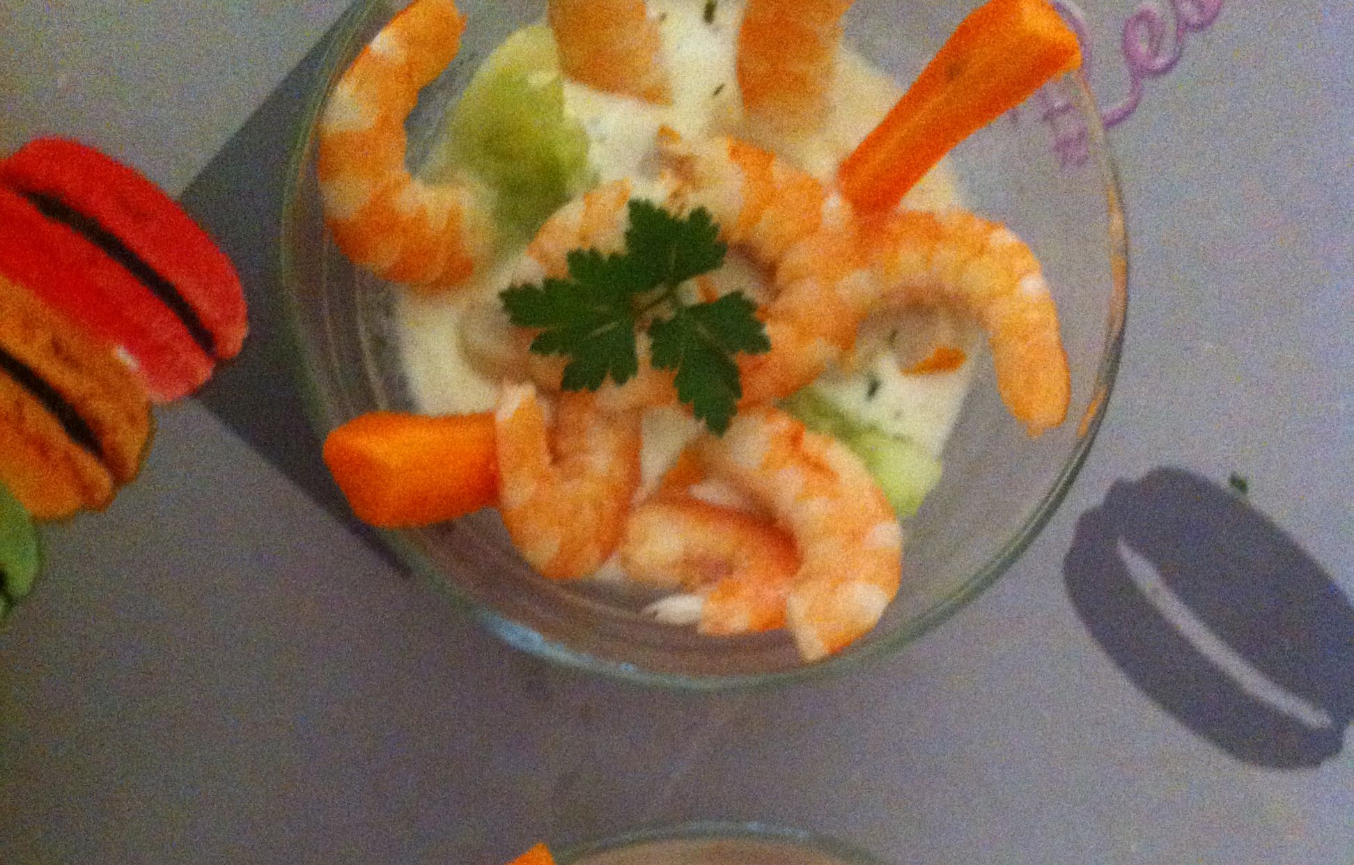 Crevettes et petits légumes au fromage blanc : Recette de Crevettes et ...