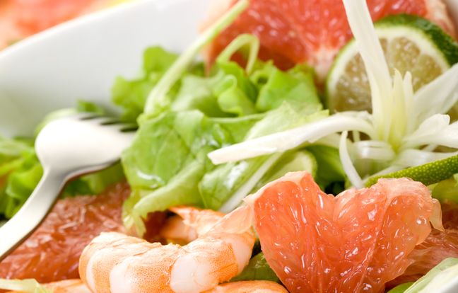 Salade De Crevettes Et De Pamplemousse Rose Recette De Salade De