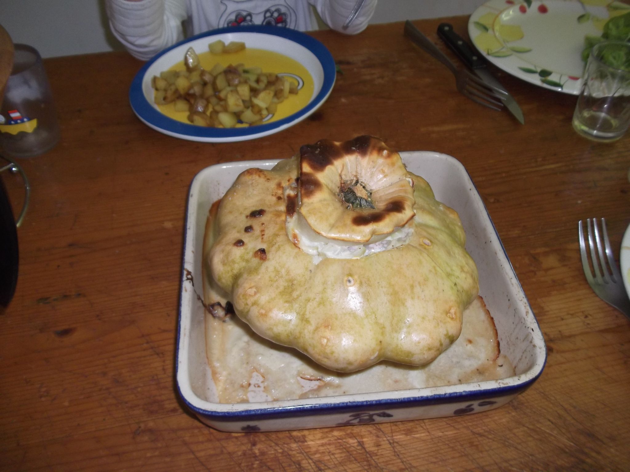 Pâtisson farci crème, oignons et lardons : Recette de Pâtisson farci ...