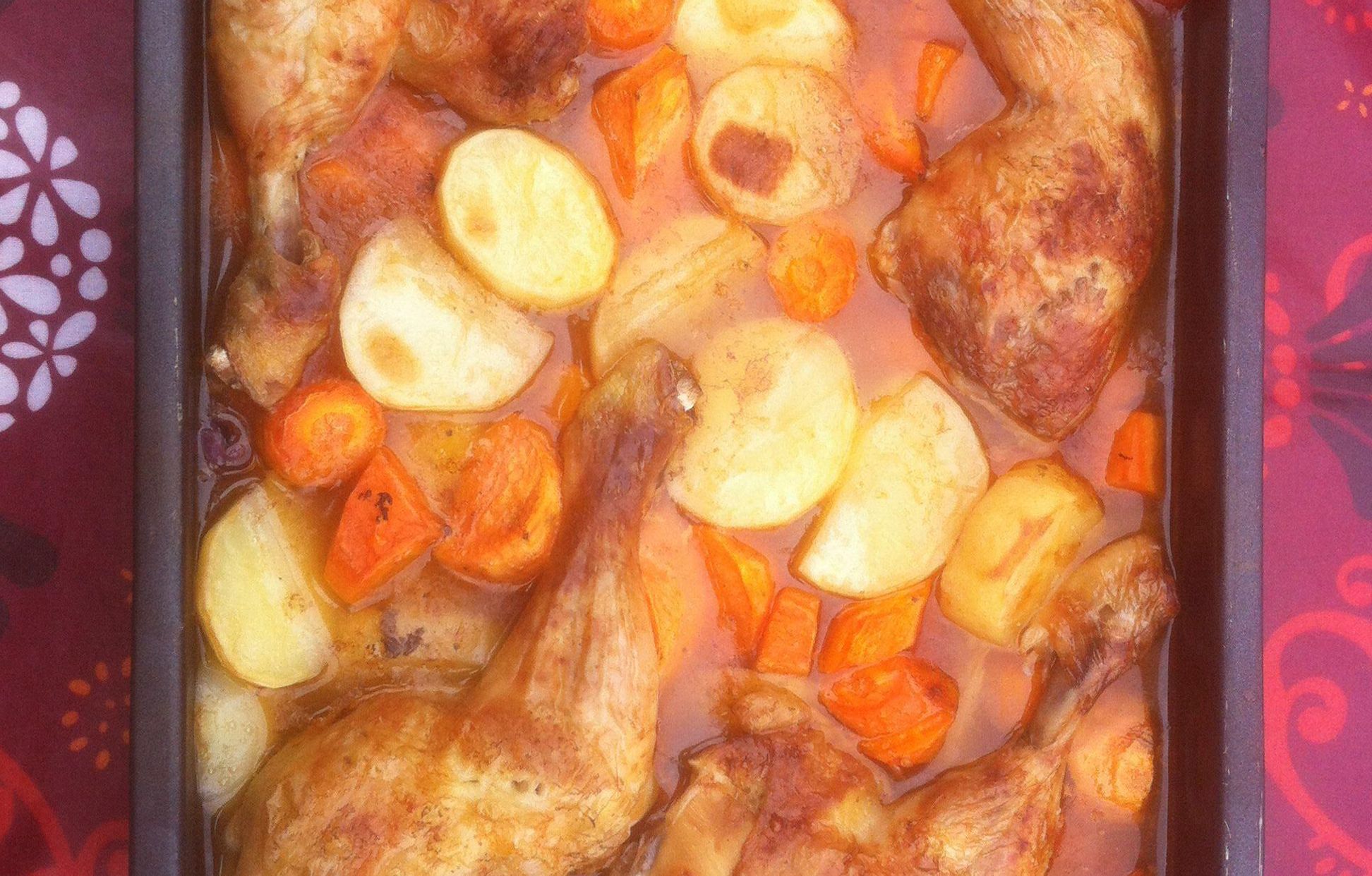 Poulet rôti aux patates douces : Recette de Poulet rôti aux patates ...