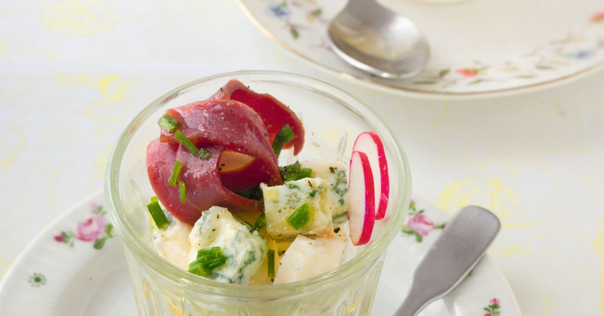 Verrines fruitées roquefort / canard : recette de Verrines fruitées ...