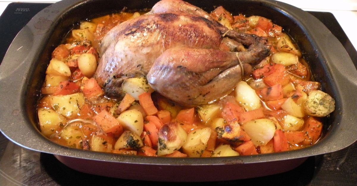 Poulet rôti aux patates douces : recette de Poulet rôti aux patates douces