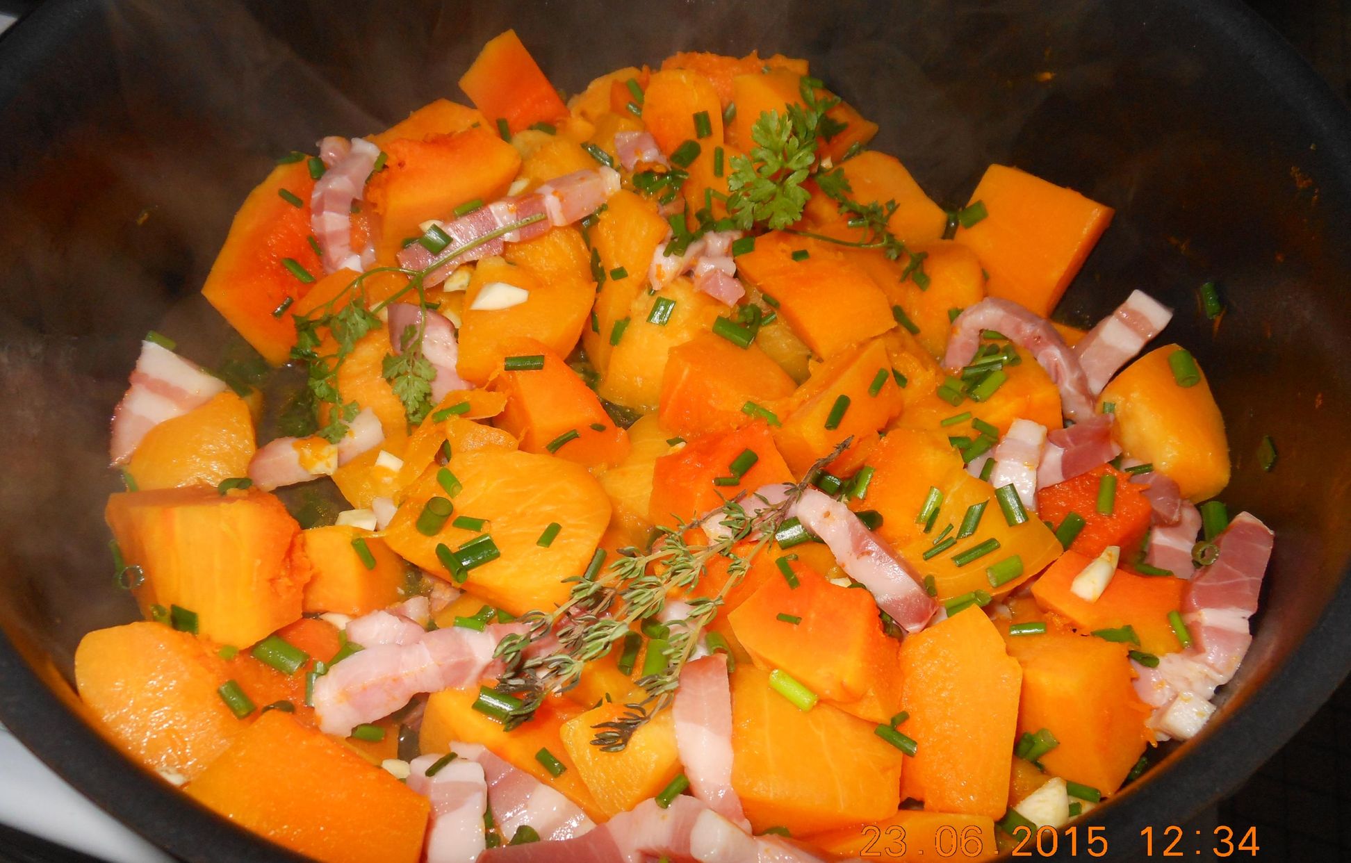 Potiron aux lardons : Recette de Potiron aux lardons - Marmiton