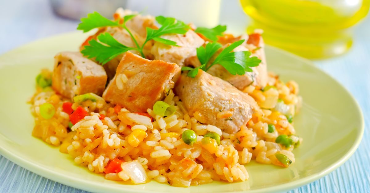 Riz pilaf au poulet et petits pois : recette de Riz pilaf au poulet et ...
