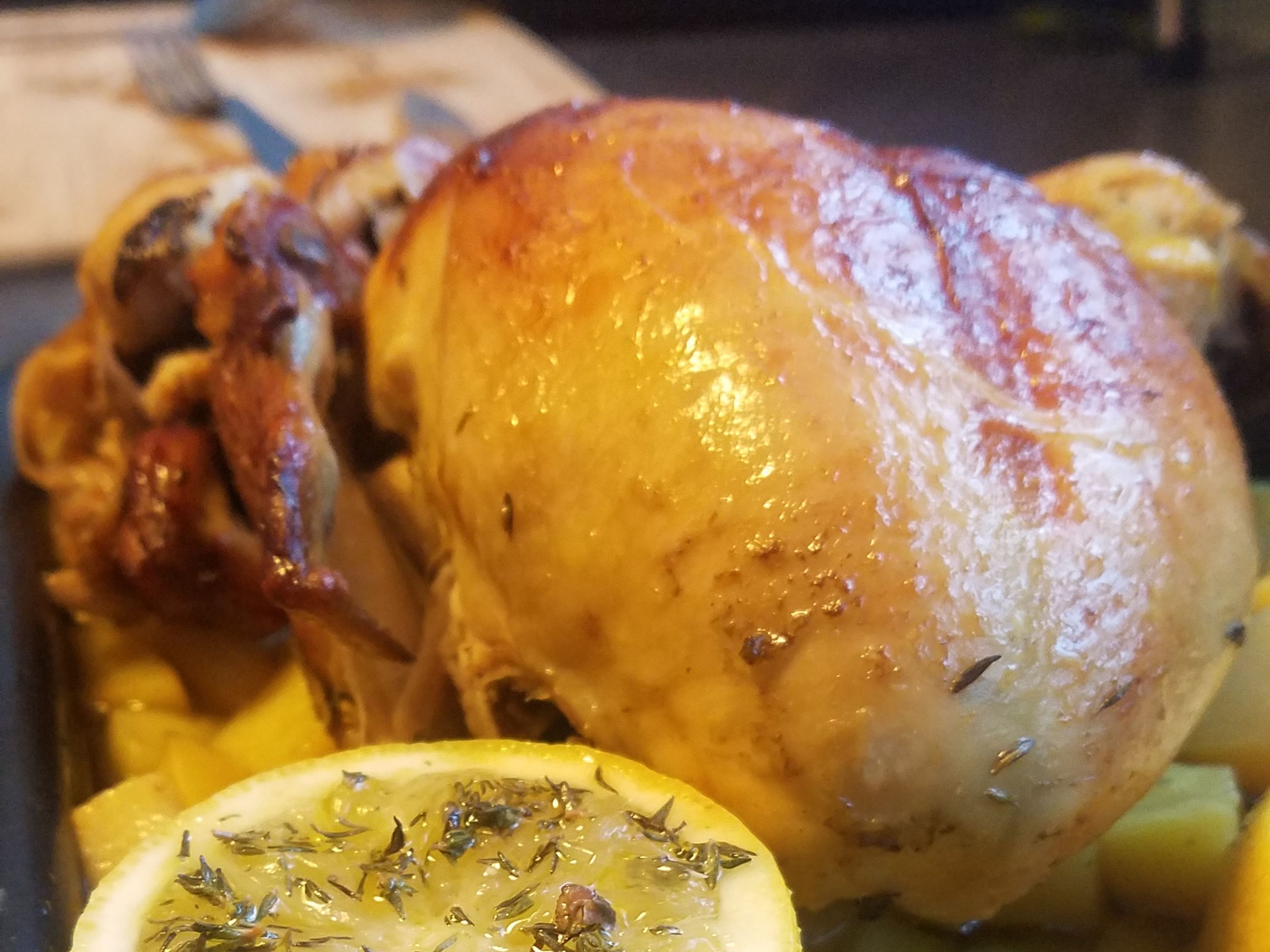 Poulet rôti citron/moutarde à la broche : Recette de Poulet rôti citron ...