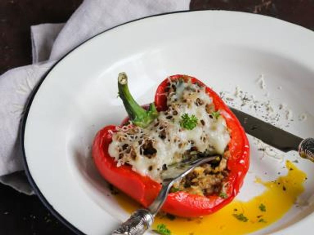 Poivron rouge farci au boulgour : Recette de Poivron rouge farci au ...