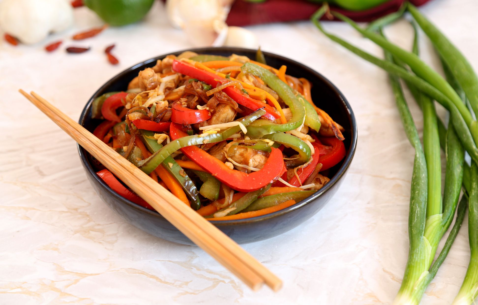 Sauté de poulet et petits légumes au wok : Recette de Sauté de poulet ...