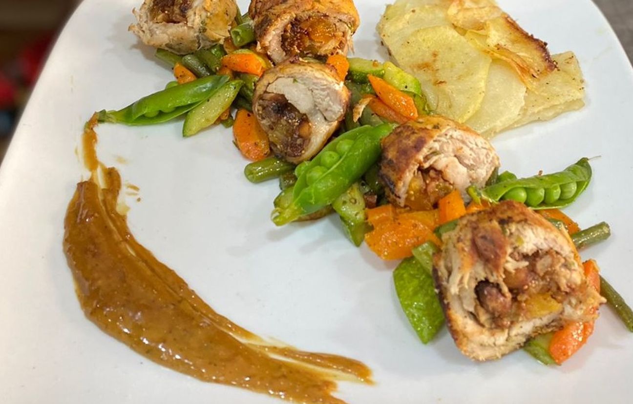 Blancs de poulet farcis aux fruits secs et pain d'épice : Recette de ...