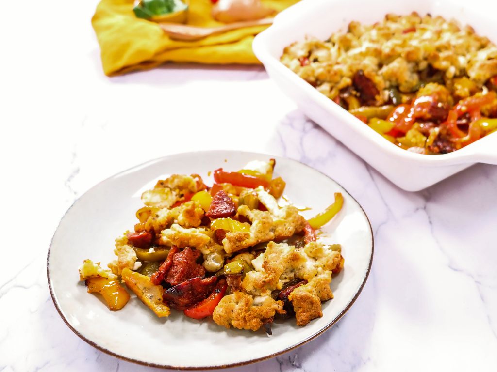 Crumble poivron chorizo : Recette de Crumble poivron chorizo