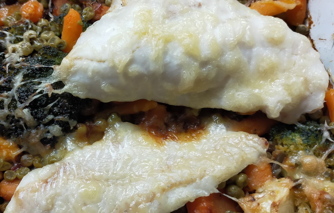 Colin gratiné aux légumes et au bacon : Recette de Colin gratiné aux ...
