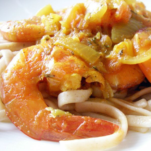 Duo de camarons et poisson à la crème et safran : Recette de Duo de ...