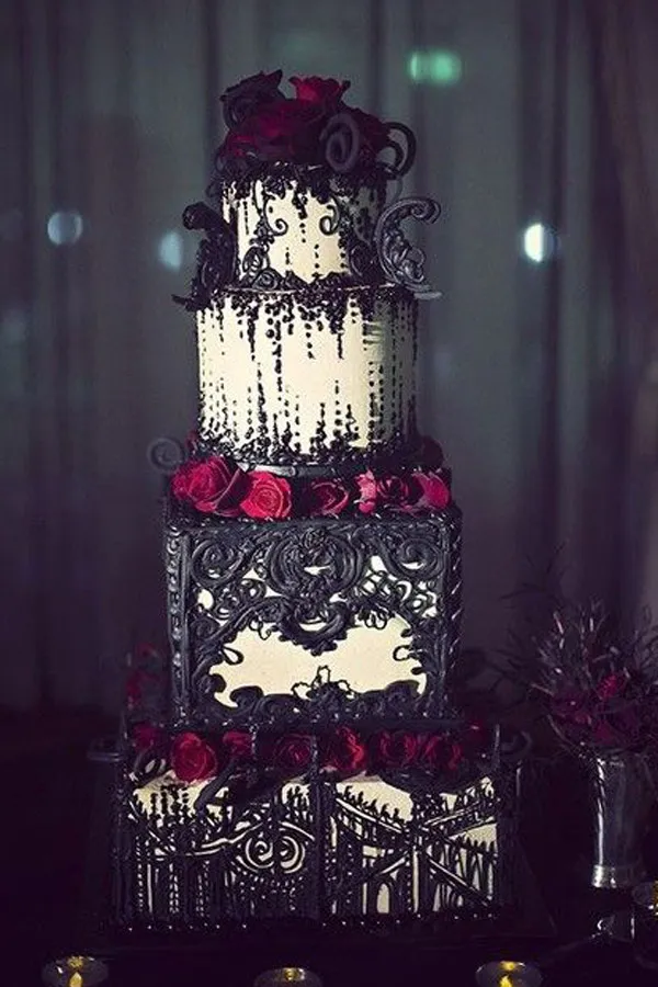 Black And Red Gothic Wedding Cakes